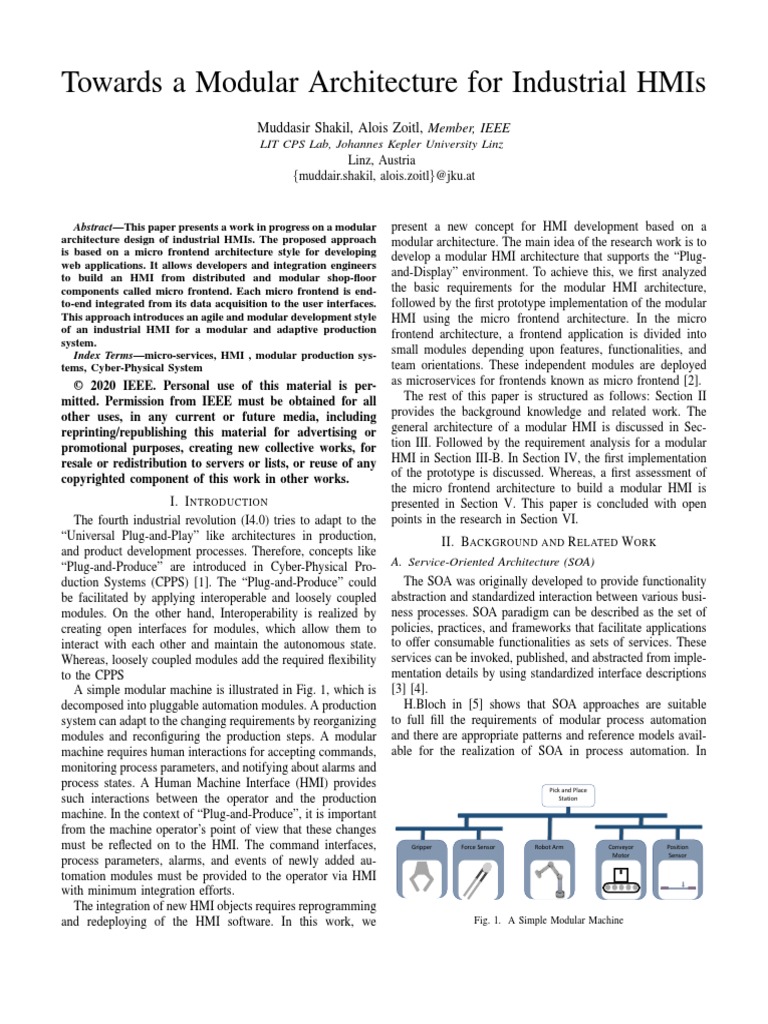 Shakil e Zoitl - 2020 - Towards A Modular Architecture For Industrial HMIs | PDF | User ...