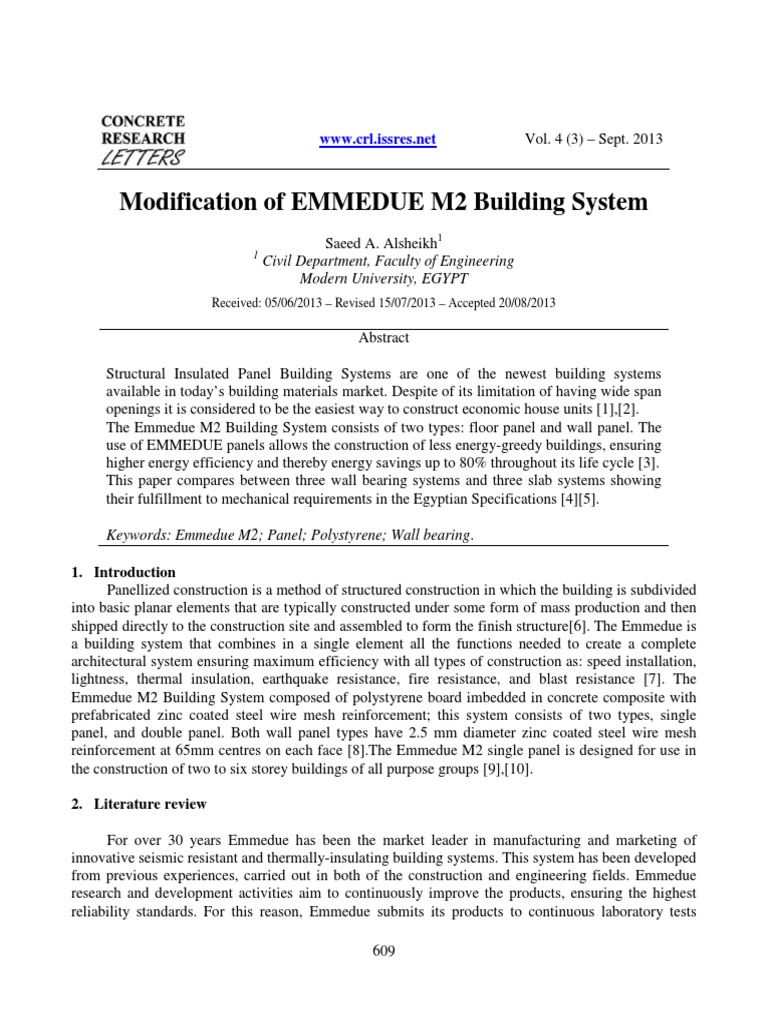 Modification of EMMEDUE M2 Building System: Civil Department, Faculty ...