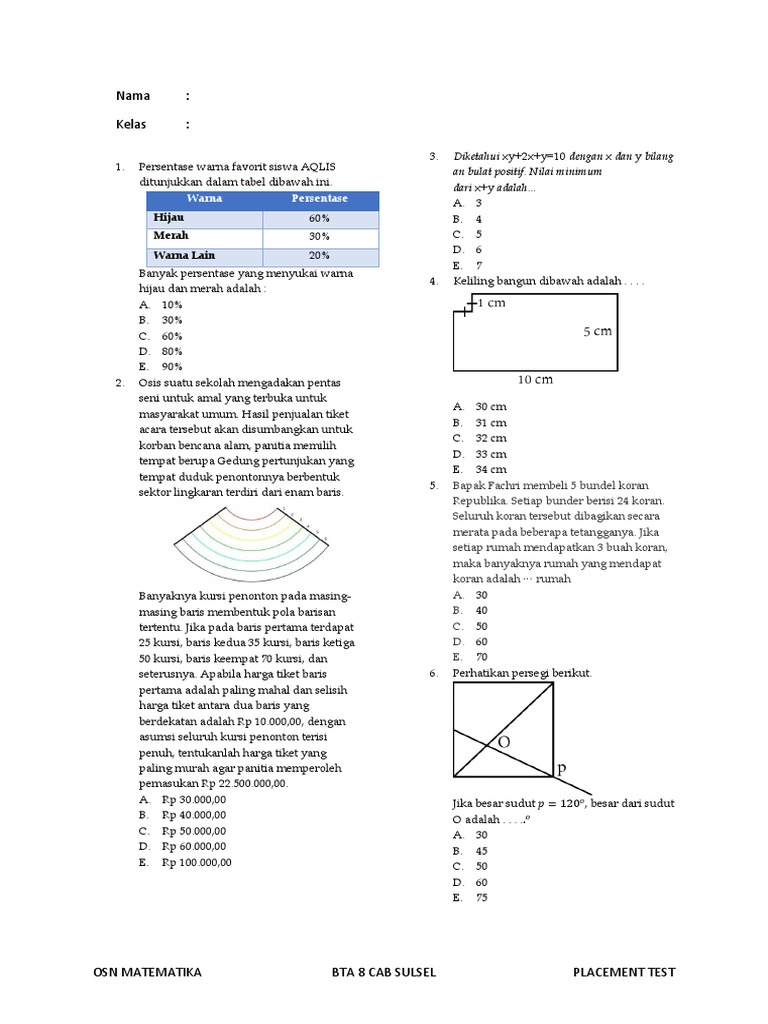 Soal Placement Olim | PDF