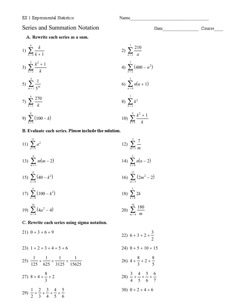 Activity 1 Summation Notation | PDF | Mathematics | Mathematical Notation