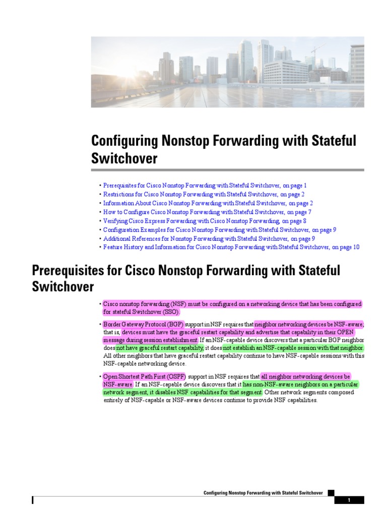 Configuring Nonstop Forwarding With Stateful Switchover | PDF | Routing | Computer Network