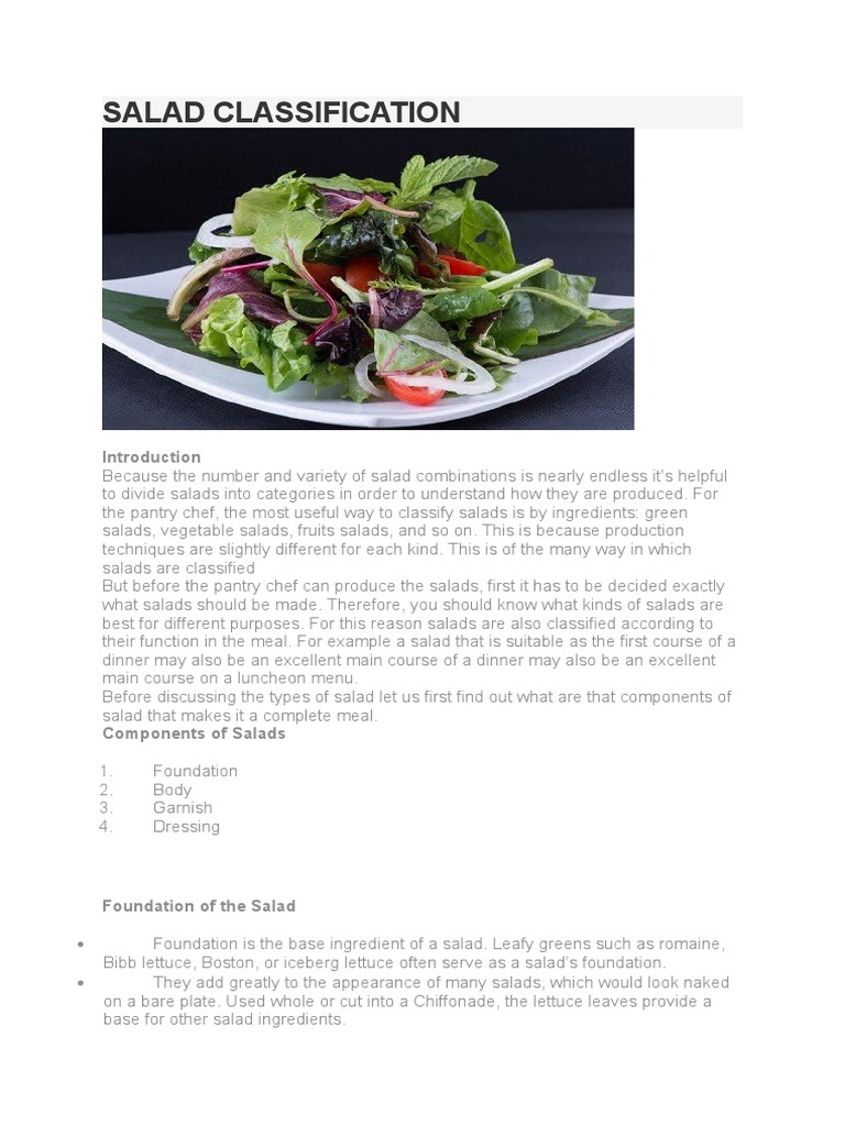 Salad Classification | PDF | Salad | Cooking