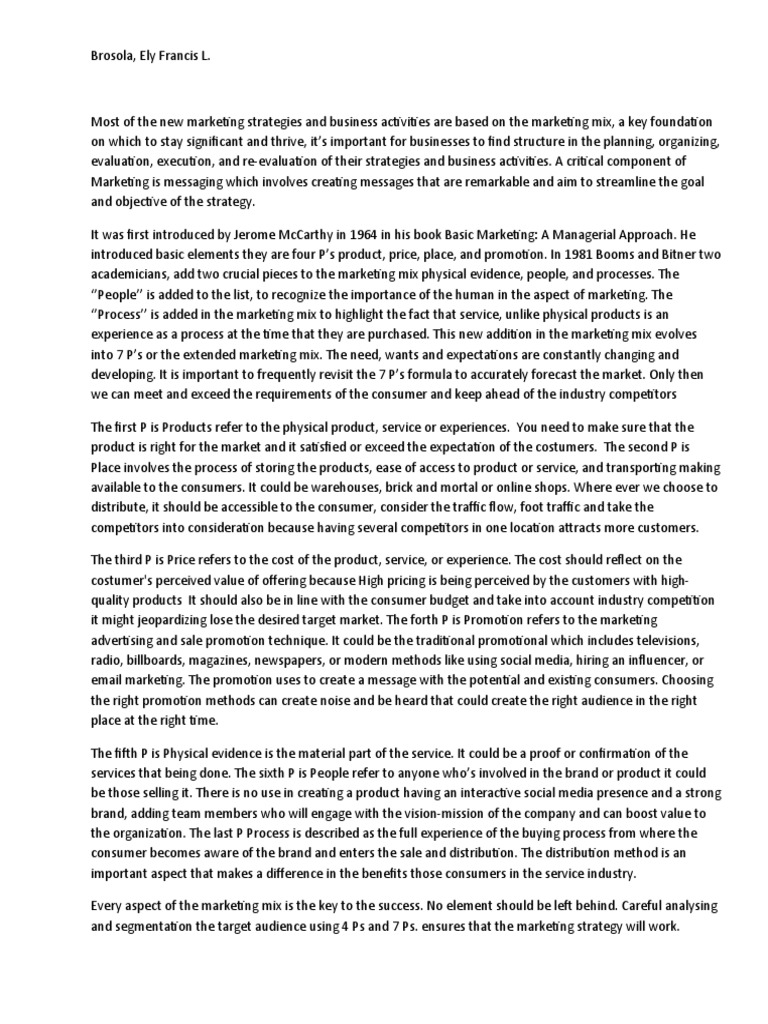 Analyzing the Evolution of the Marketing Mix from the 4Ps to the 7Ps ...