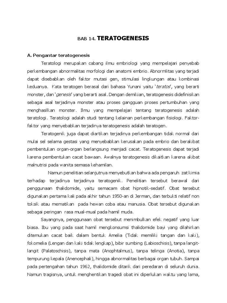 BAB 14 Teratogenesis | PDF
