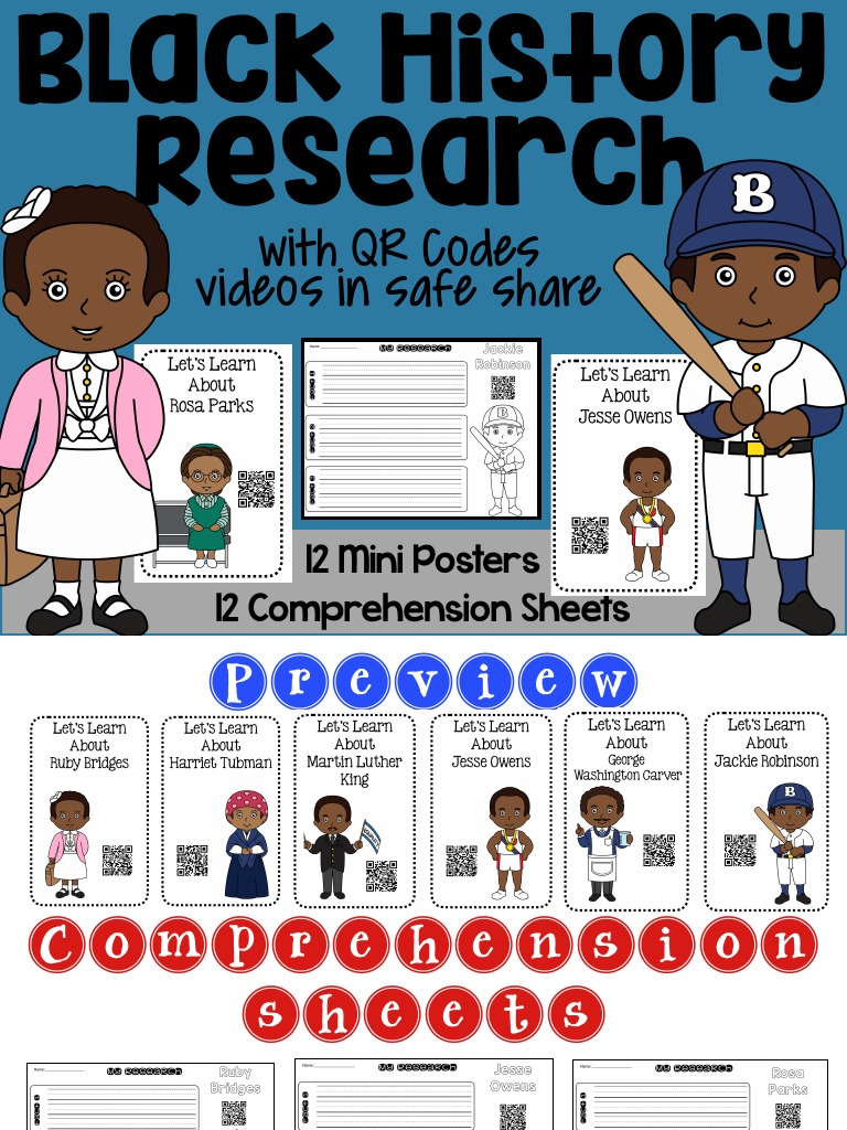 Black History QRCode Researchand Comprehension Sheets | PDF | Qr Code ...
