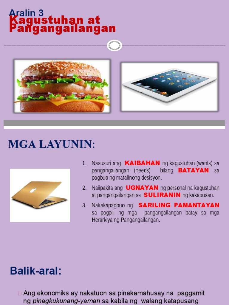 Aralin 3 Kagustuhan at Pangangailangan | PDF