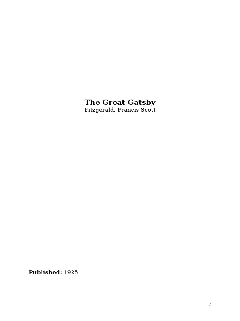 The Great Gatsby - Francis Scott Fitzgerald PDF | PDF | F. Scott ...