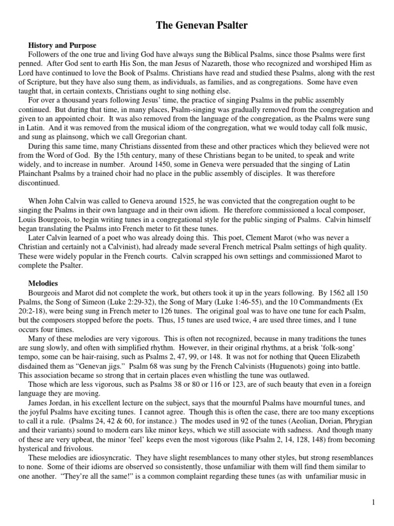 The Genevan Psalter Introdução | PDF | Psalms | Music Theory