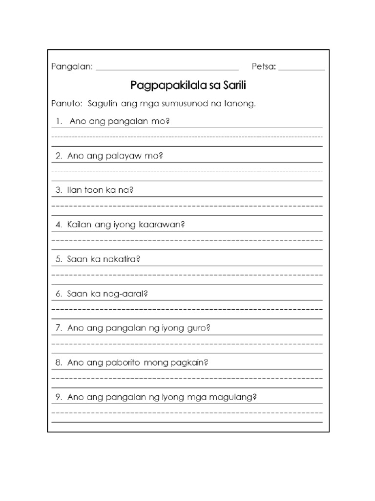 Pagpapakilala Sa Sarili | PDF