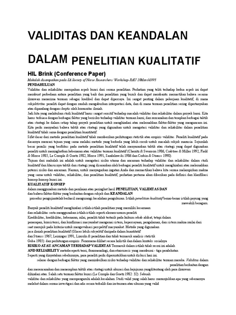 VALIDATING QUALITATIVE RESEARCH | PDF