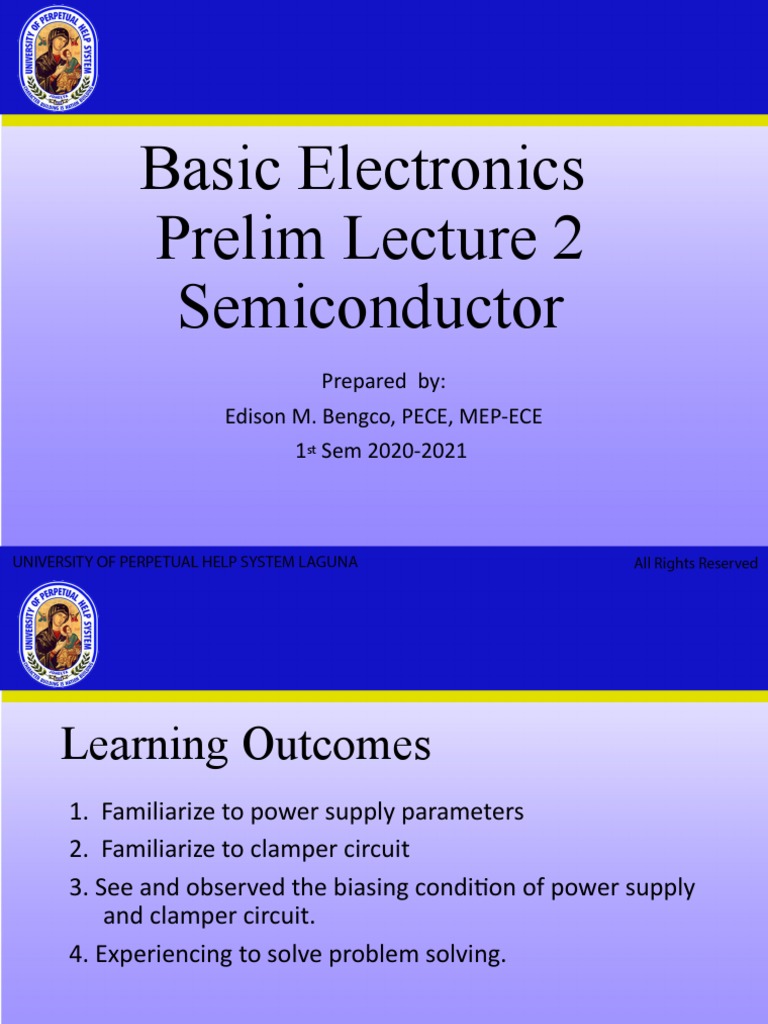 Prelim Lecture 2 - Semiconductor | PDF | Rectifier | Electrical Network