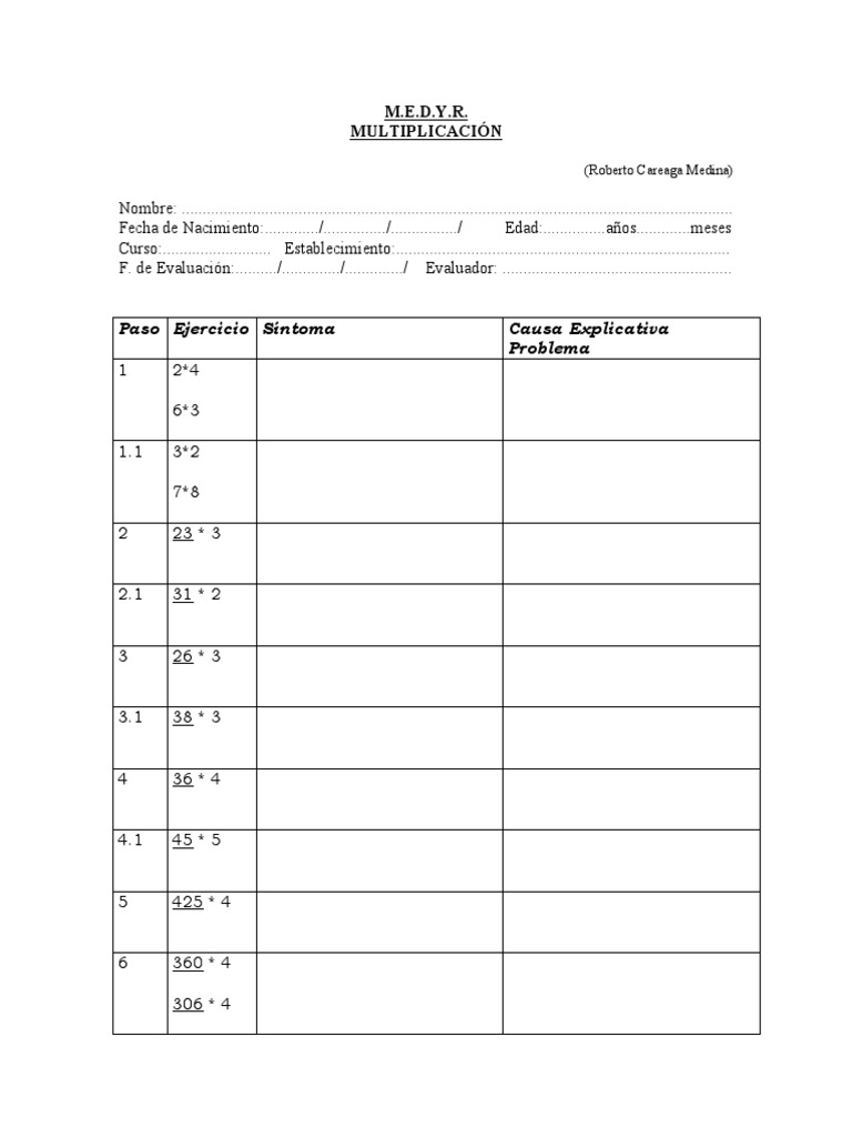 Protocolo Multiplicación Medyr | PDF