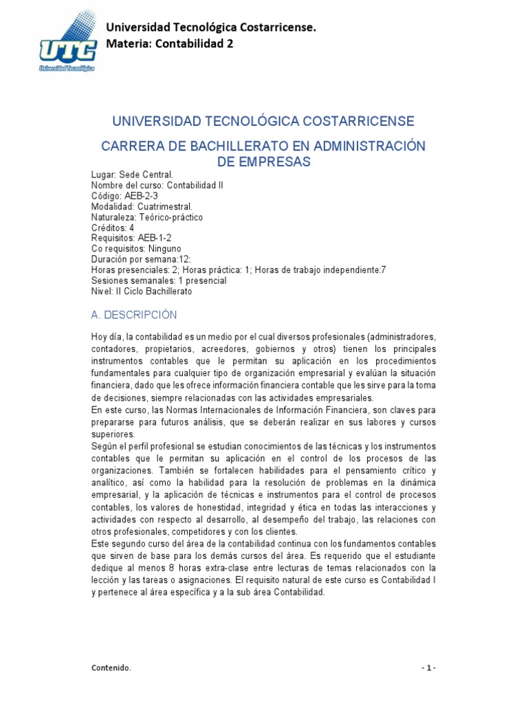 00 - Contenido Contabilidad 2 | PDF | Contabilidad | normas ...