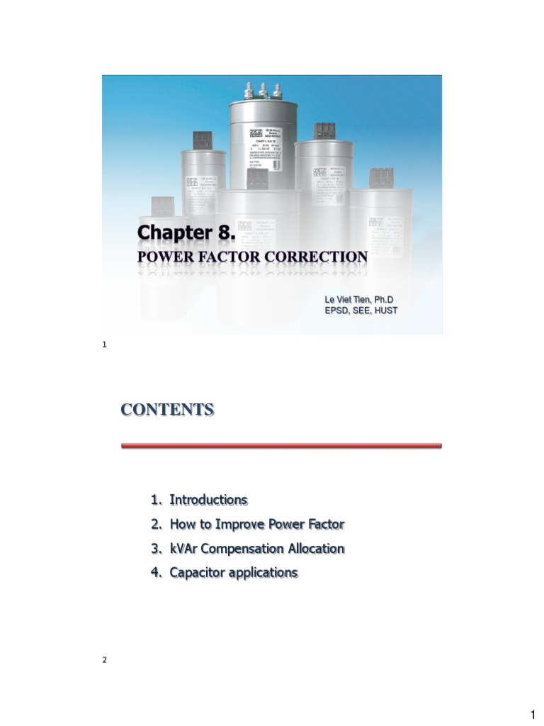 Chapter 8 - Power Factor Correction | PDF | Capacitor | Manufactured Goods