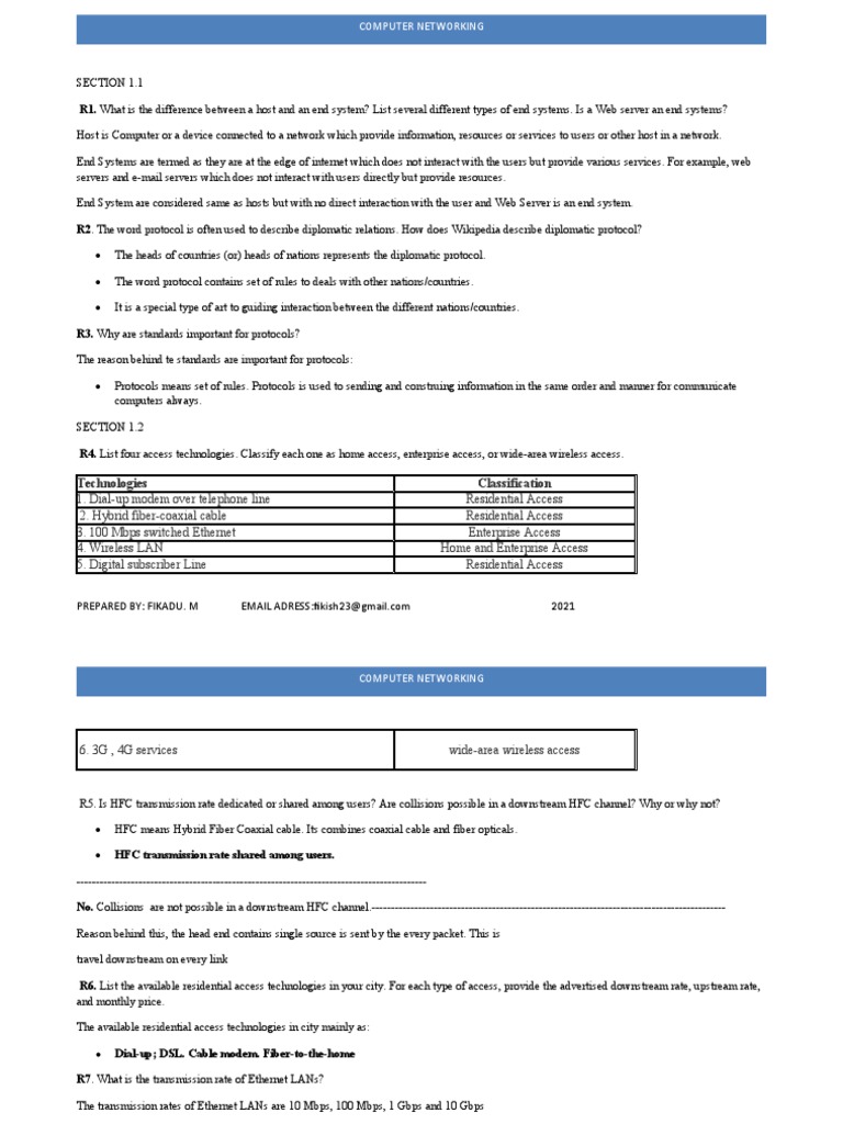 Chapter 1 Review Question and Answers | Download Free PDF | Computer Network | Internet Protocol ...
