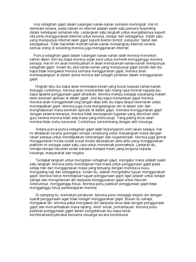 Kes Ketagihan Gajet Dalam Kalangan Kanak | PDF