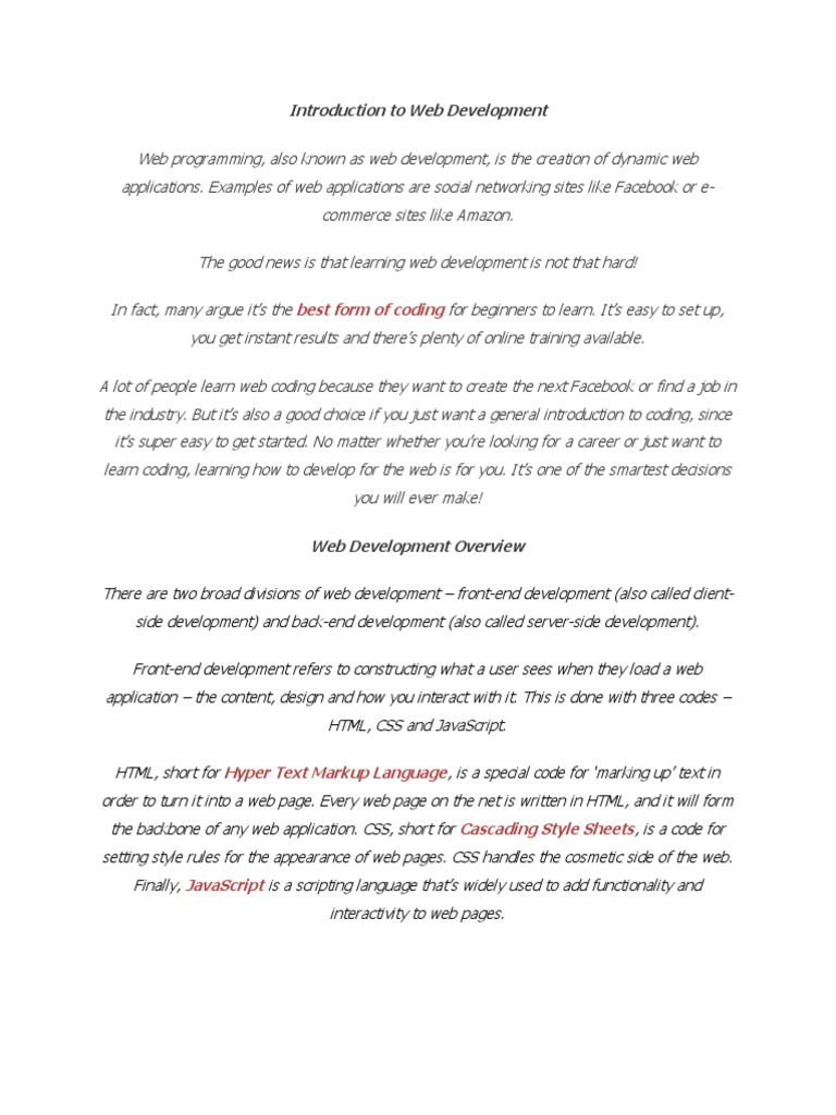 Best Form of Coding: Introduction To Web Development | PDF