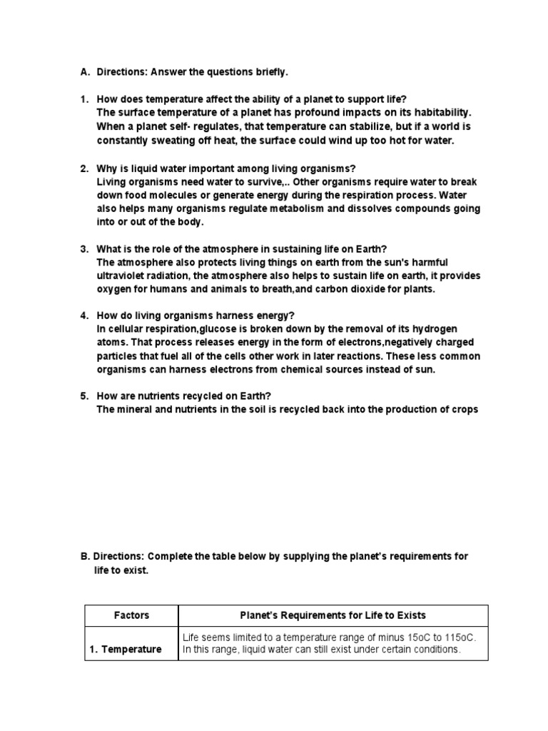 Factors That Sustain Life | PDF | Water | Earth
