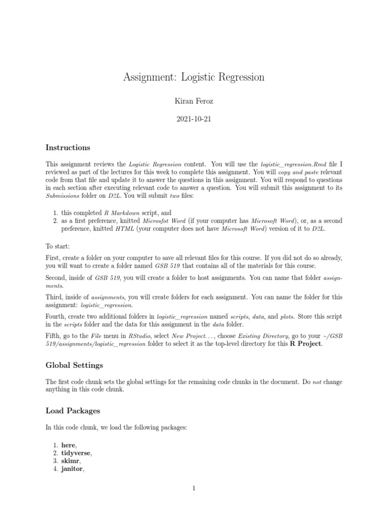 Logistic Regression Assignment | PDF | Logistic Regression | Sensitivity And Specificity