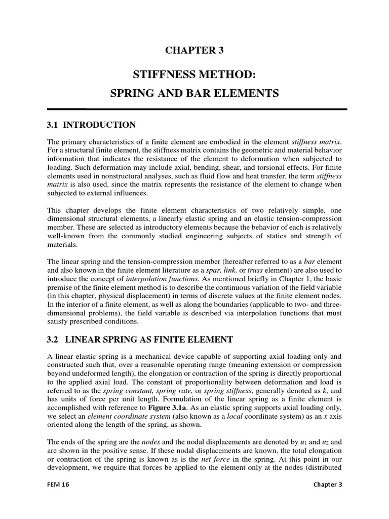 Development of Stiffness Matrices for Spring and Bar Finite Elements | PDF | Finite Element ...