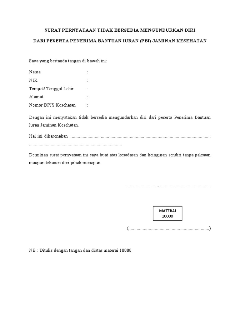 Surat Keberatan PBI | PDF