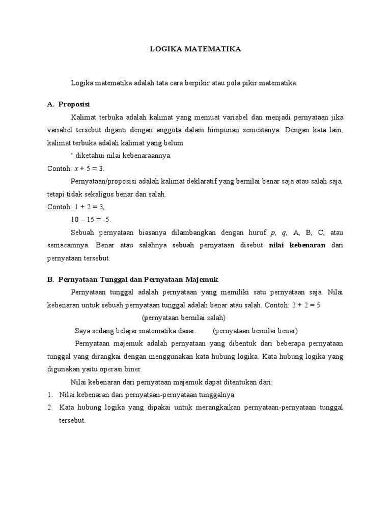 Operasi Logika dalam Pernyataan Majemuk | PDF