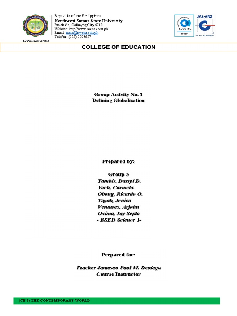 Sample of Group Output | PDF | Outsourcing | Globalization