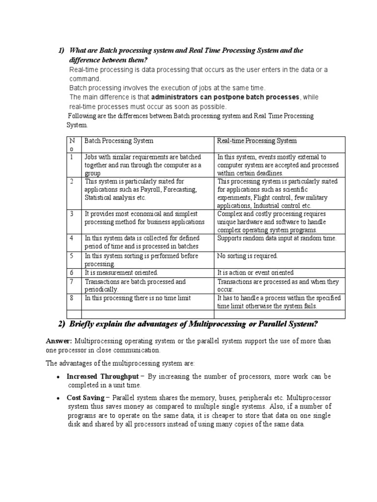 What Are Batch Processing System and Real Time Processing System and The Difference Between Them ...