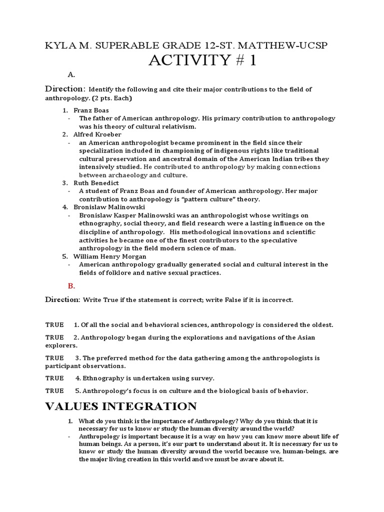 Uscp Answers 2 | PDF | Anthropology | Franz Boas