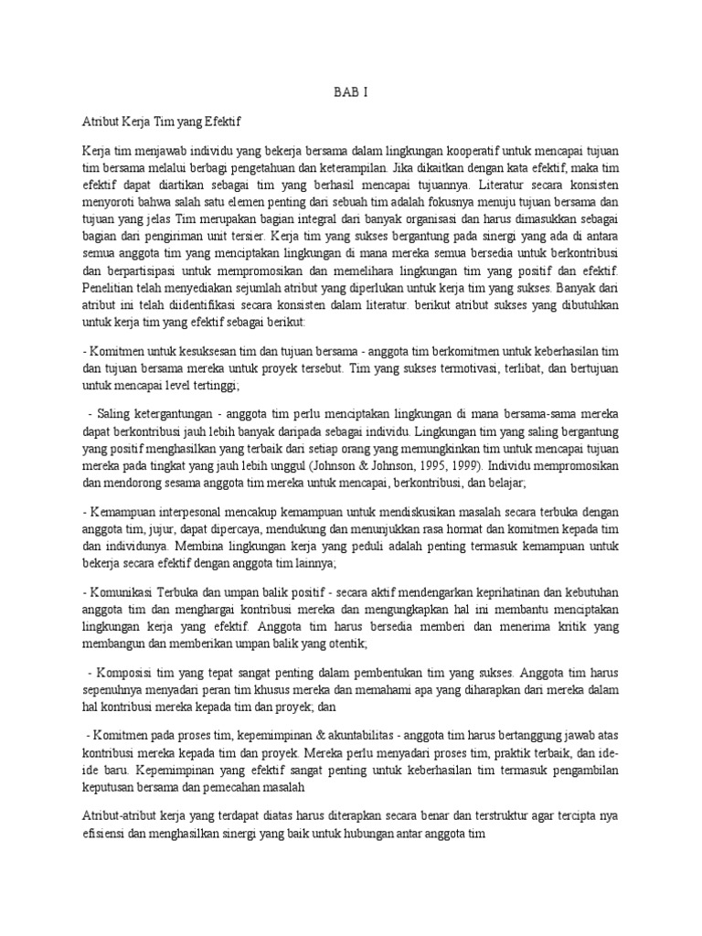 Atribut Kerja Tim Yang Efektif | PDF