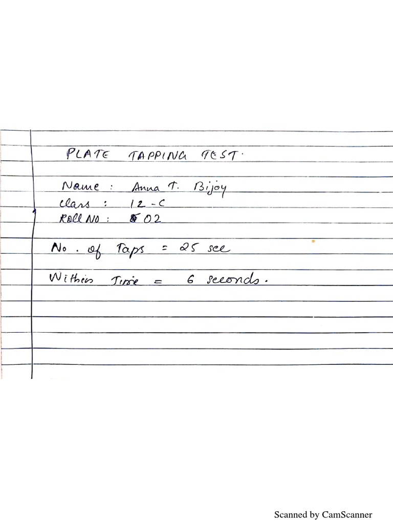 Anna T Bijoy 02 12-c Plate Tapping Test PDF | PDF