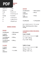 Dosage Calculations Drug Metric Table Conversion | PDF