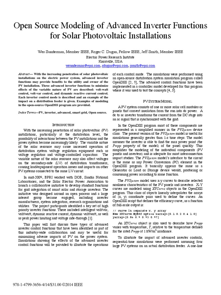 Open Source Modeling of Advanced Inverter Functions For Solar Photovoltaic Installations ...