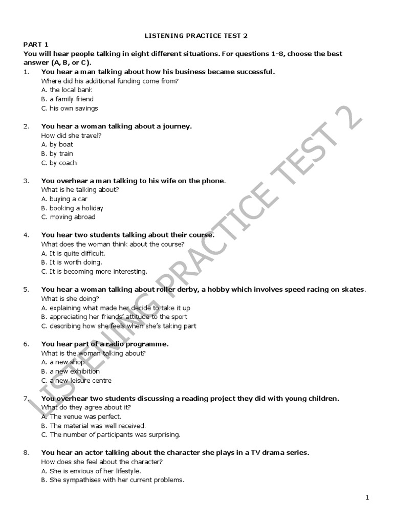 Listening Practice Test 2 | PDF