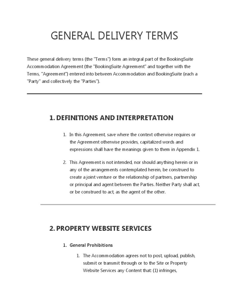 General Delivery Terms: 1. Definitions and Interpretation | PDF ...