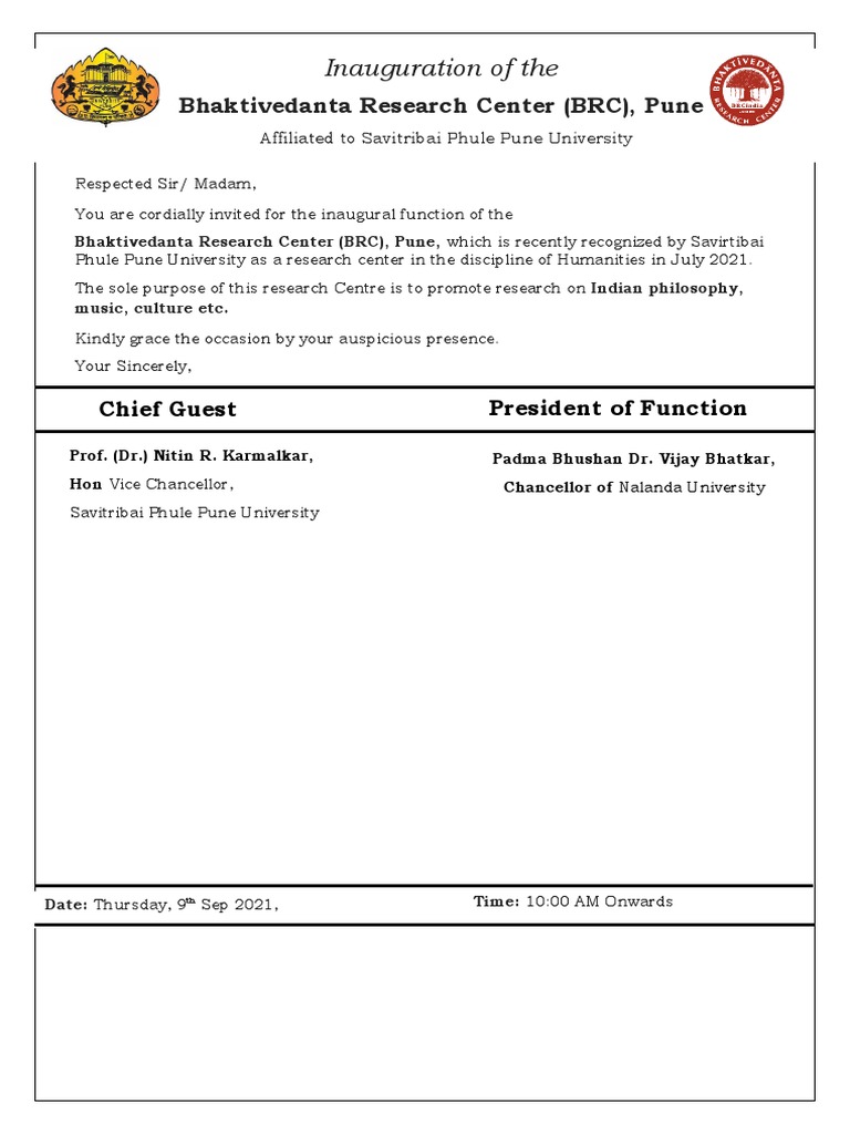 01 Inauguration Invitation | PDF