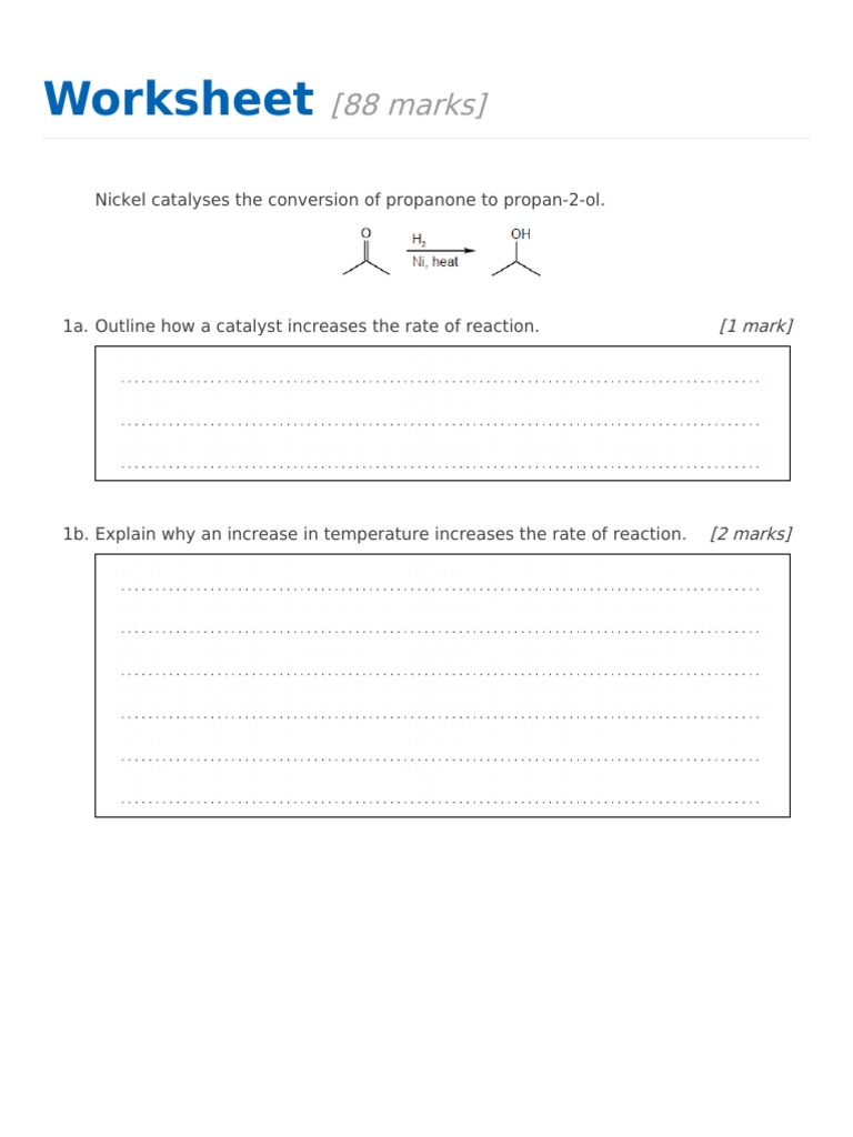 IBO Worksheet Chemistry | PDF | Chemical Reactions | Chemical Equilibrium