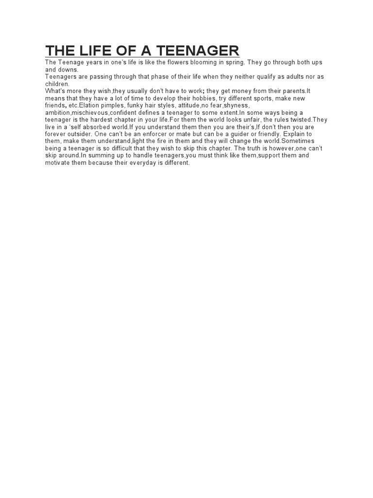Teenage Year Paragraph | PDF | Wellness