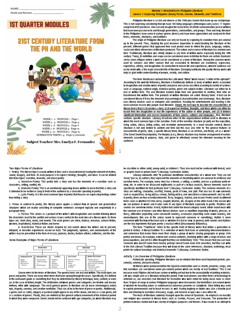 Complete Quarter 1 Modules and Selected Activities | PDF | Poetry | Genre