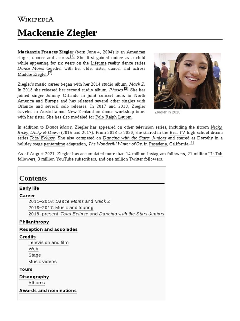 Mackenzie Ziegler: Mackenzie Frances Ziegler (Born June 4, 2004) Is An ...