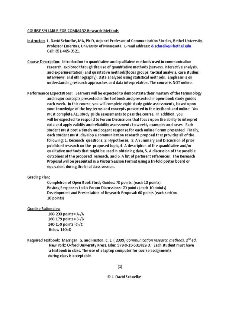 Communication Research Course Syllabus | PDF | Qualitative Research ...