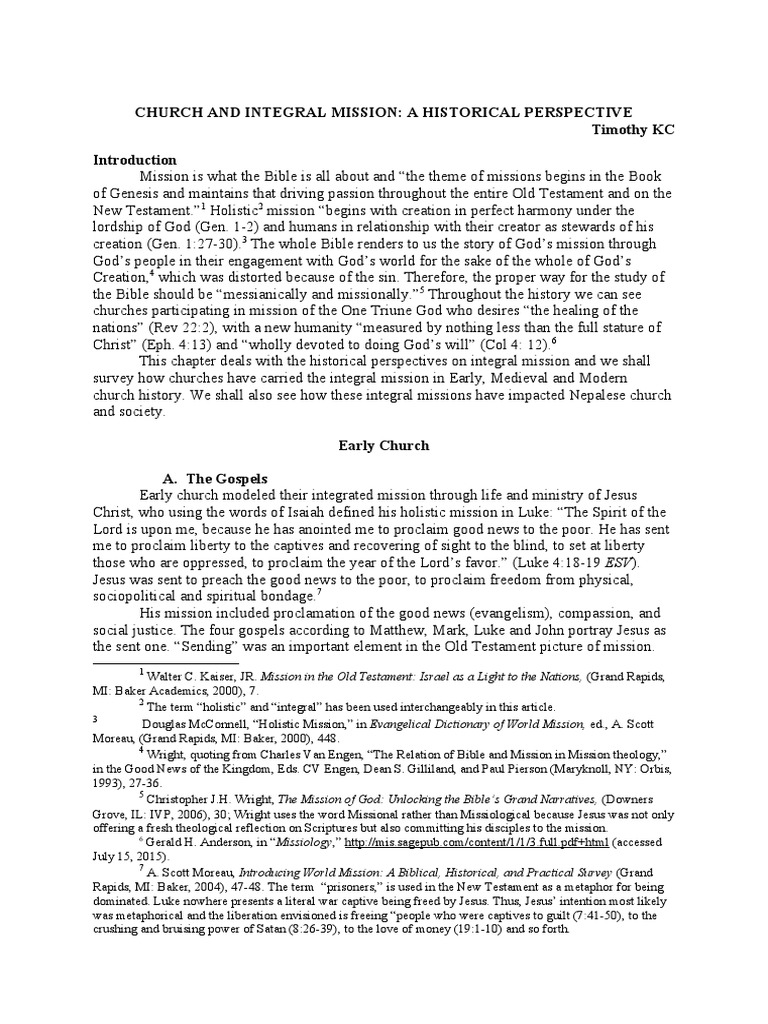 Church and Integral Mission A Historical | PDF | Christian Mission | Jesus