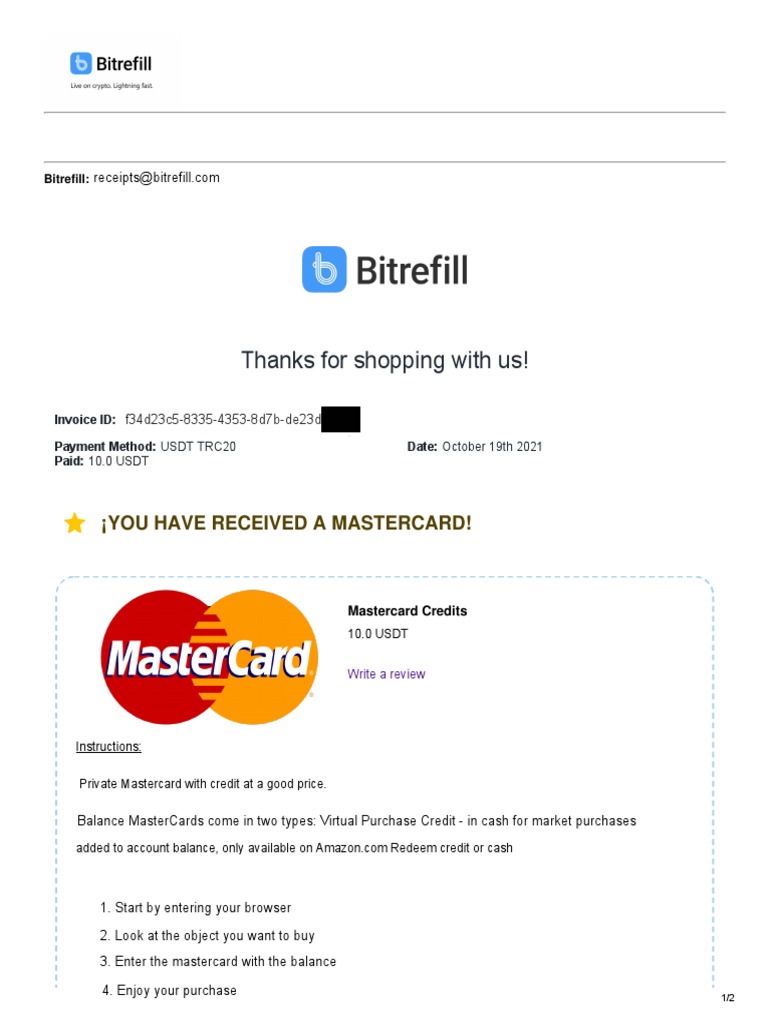 Thanks For Shopping With Us!: Your Receipt From Bitrefill | PDF ...