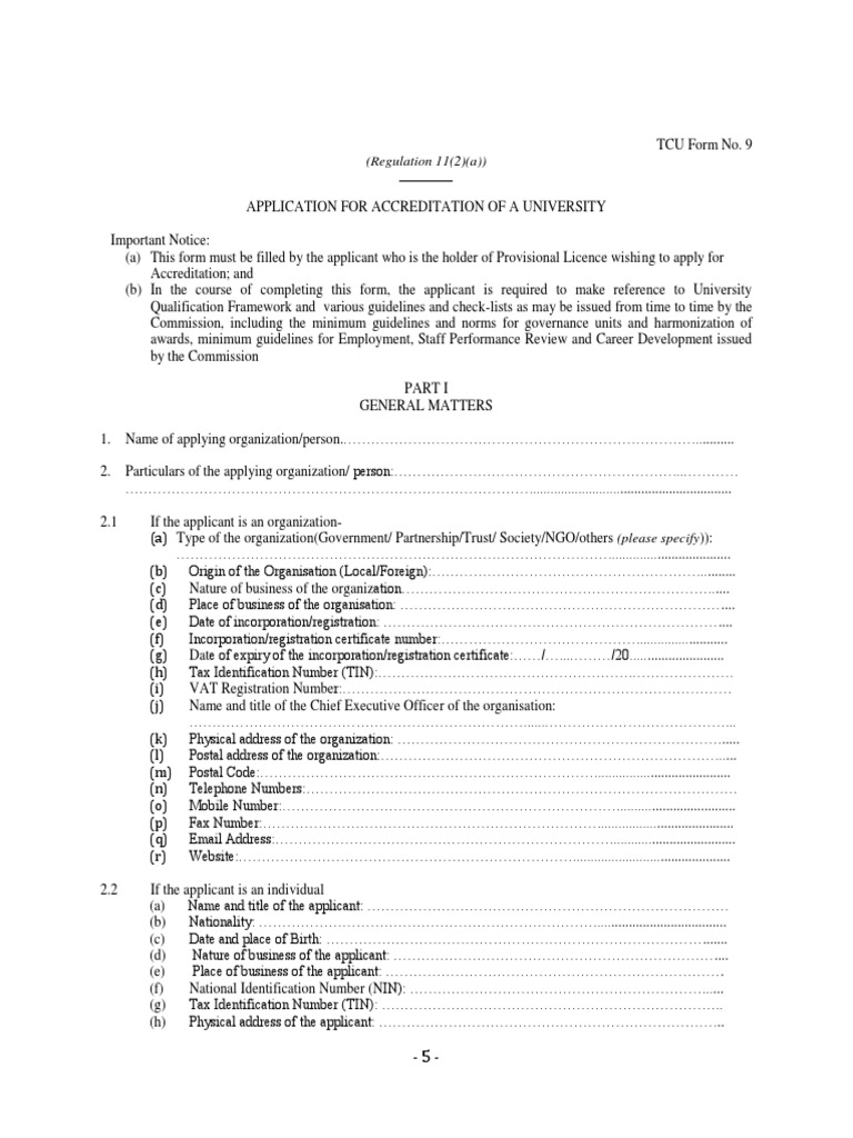 TCU Form No. 9 | PDF