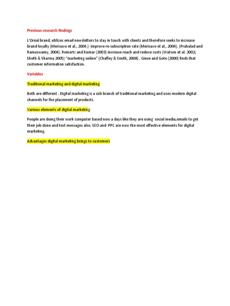 Previous Research Findings | PDF