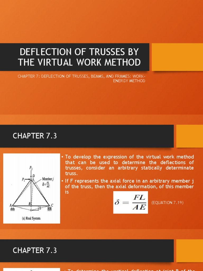 Deflection of Trusses by The Virtual Work Method | PDF | Truss | Beam (Structure)