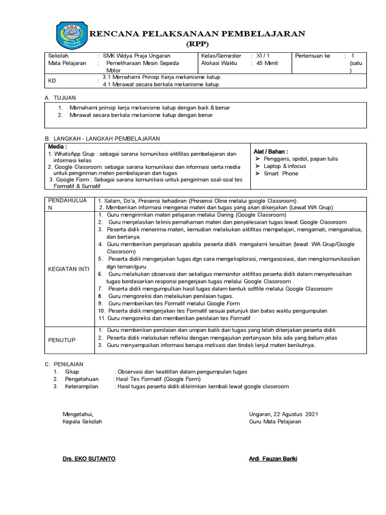 RPP - PMSM - SMK Widya | PDF