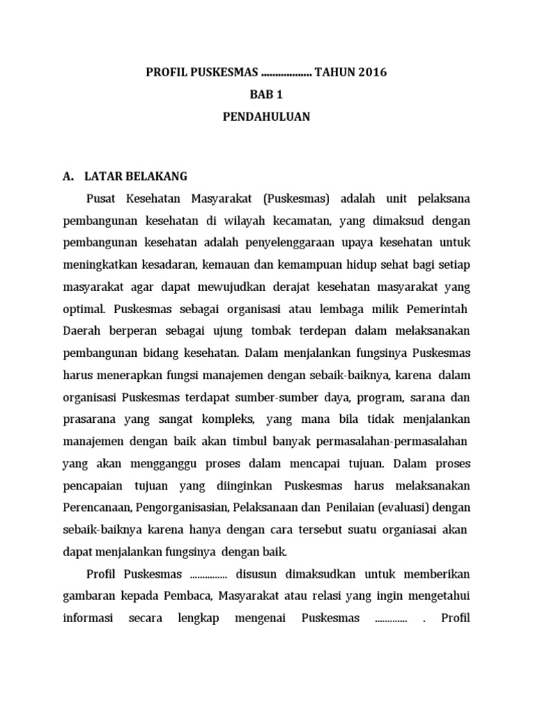 Profil Puskesmas Barimba Tahun 2014 | PDF