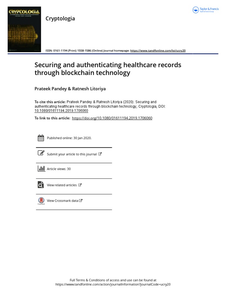 Securing and Authenticating Healthcare Records | PDF | Electronic ...