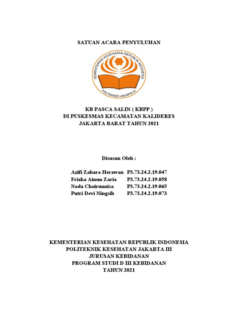 Sap KB Pasca Salin | PDF | Pengembangan Diri | Kesehatan Holistik